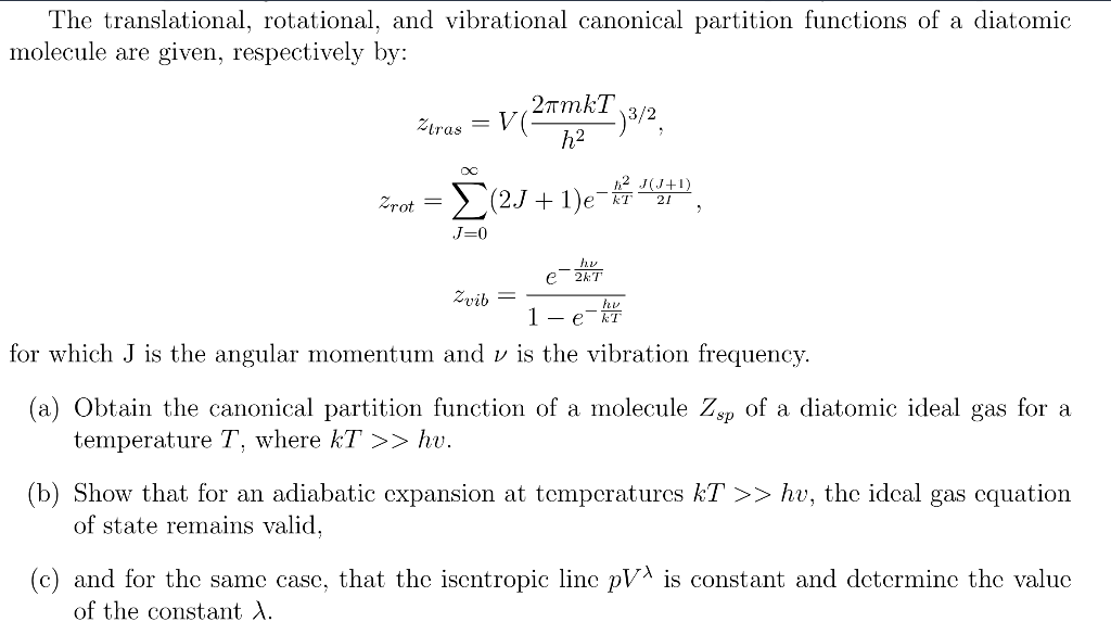 Solved The Translational Rotational And Vibrational