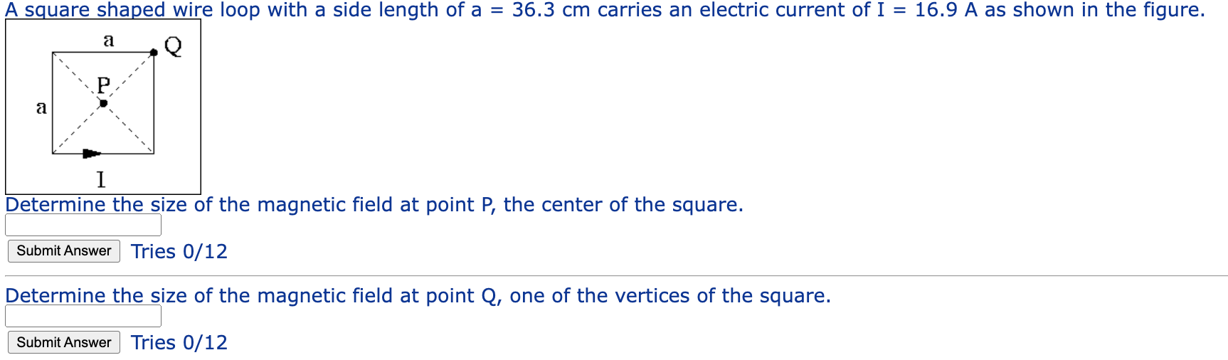 Solved A square shaped wire loop with a side length of | Chegg.com