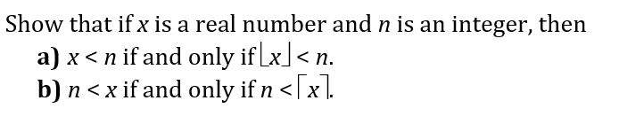 Solved Show that if x is a real number and n is an integer, | Chegg.com