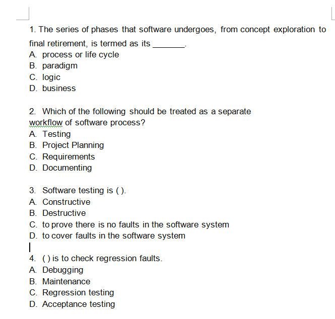 Solved 1. The series of phases that software undergoes, from | Chegg.com
