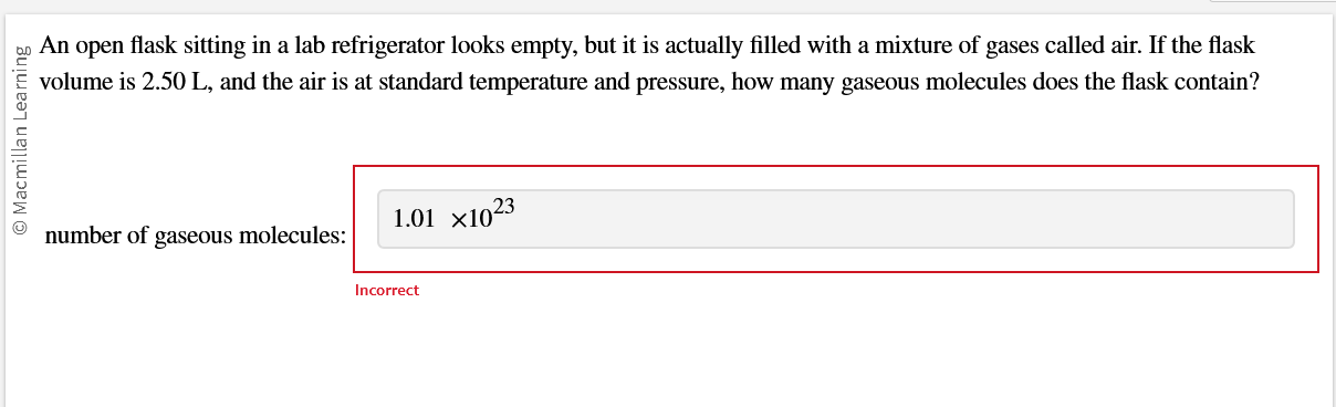 Solved An open flask sitting in a lab refrigerator looks | Chegg.com