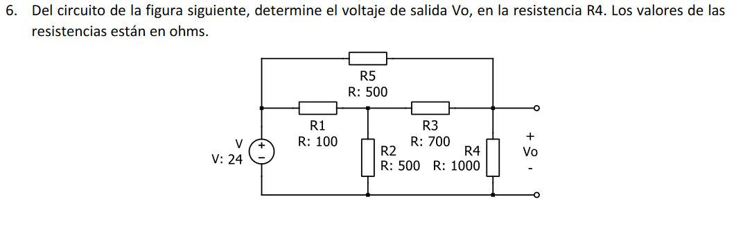 Solved 6. Del circuito de la figura siguiente, determine el | Chegg.com
