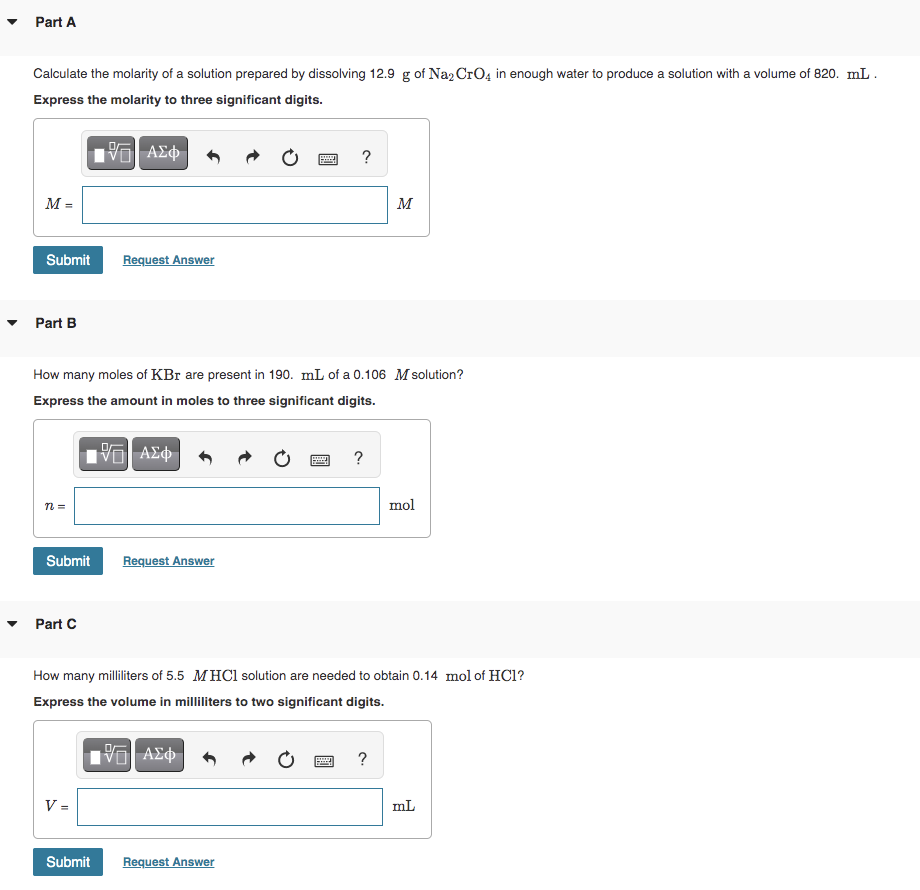 Solved Calculate the molarity of a solution prepared by | Chegg.com