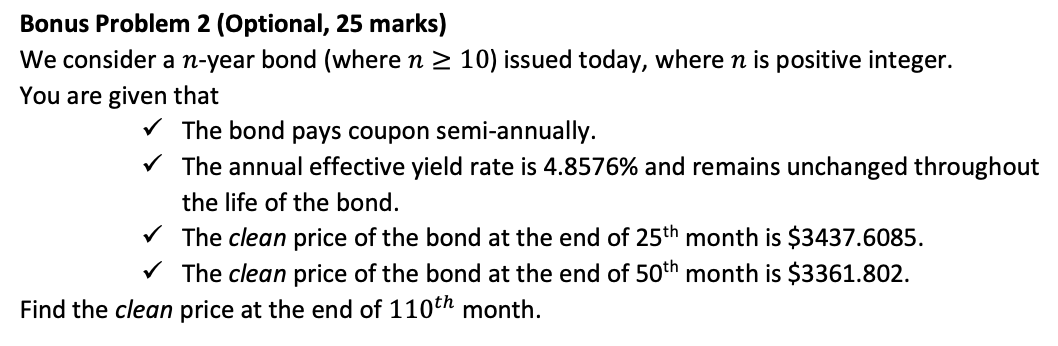 Solved Bonus Problem 2 (Optional, 25 marks) We consider a | Chegg.com