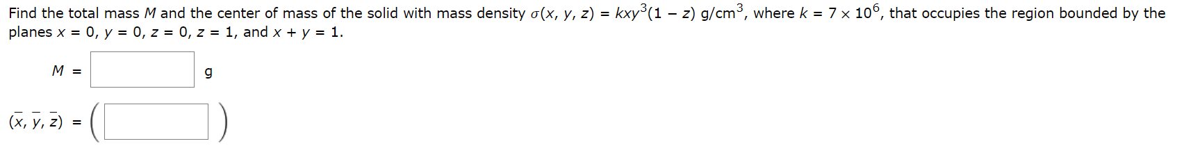 Solved Find the total mass M and the center of mass of the | Chegg.com Solved Find the total mass M and the center of mass of the | Chegg.com