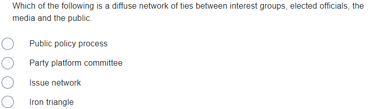 Which of the following is a diffuse network of ties | Chegg.com