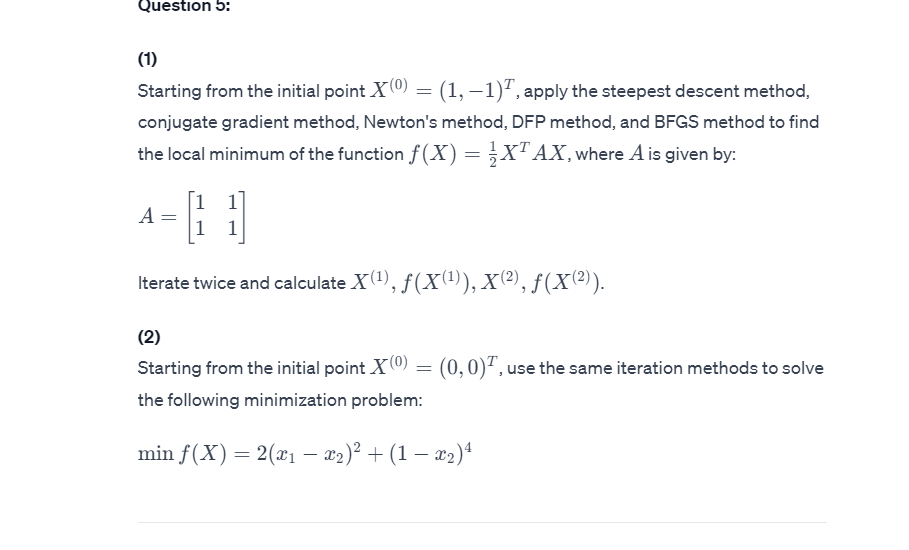 Solved Question 5:(1)Starting from the initial point | Chegg.com