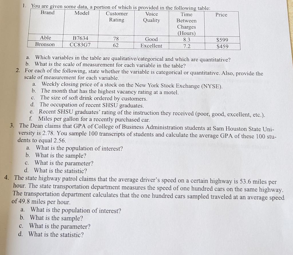 Solved b. What is the scale of measurement for each variable | Chegg.com