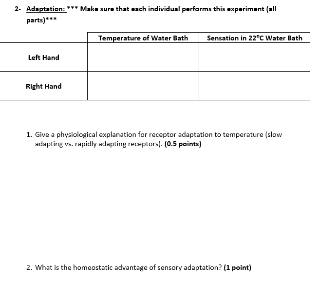 Solved 2- Adaptation: *** Make sure that each individual | Chegg.com