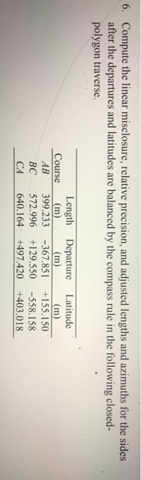 Solved 6 Compute The Linear Misclosure Relative Precision