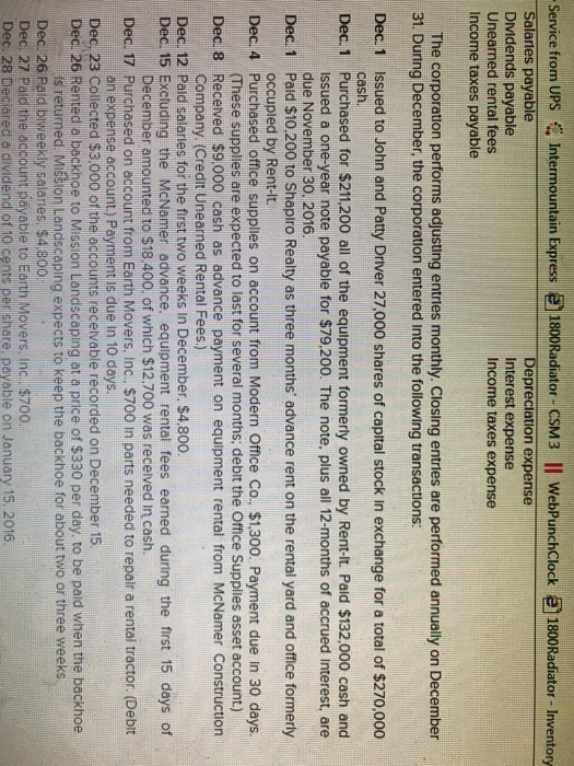 Solved Comprehensive Problem 1 I The following information | Chegg.com