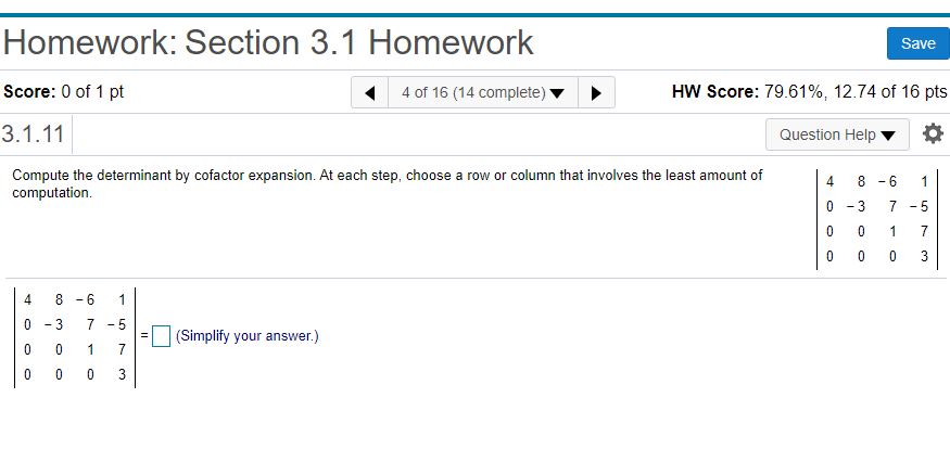 Solved Homework Section 3 1 Homework Save Score 0 Of 1 Pt