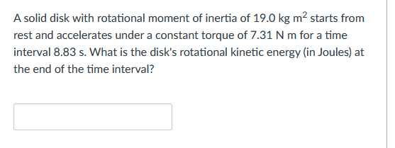 Solved A solid disk with rotational moment of inertia of | Chegg.com