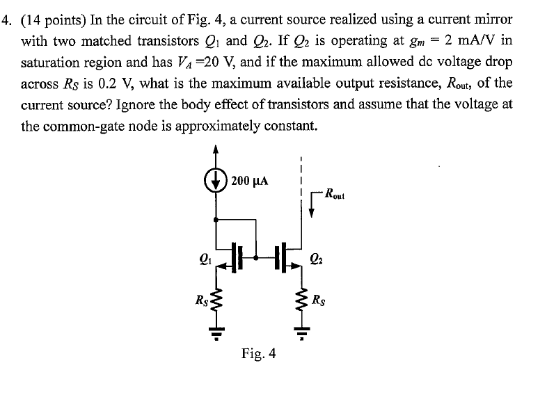 Solved (14 ﻿points) ﻿In the circuit of Fig. 4, ﻿a current | Chegg.com