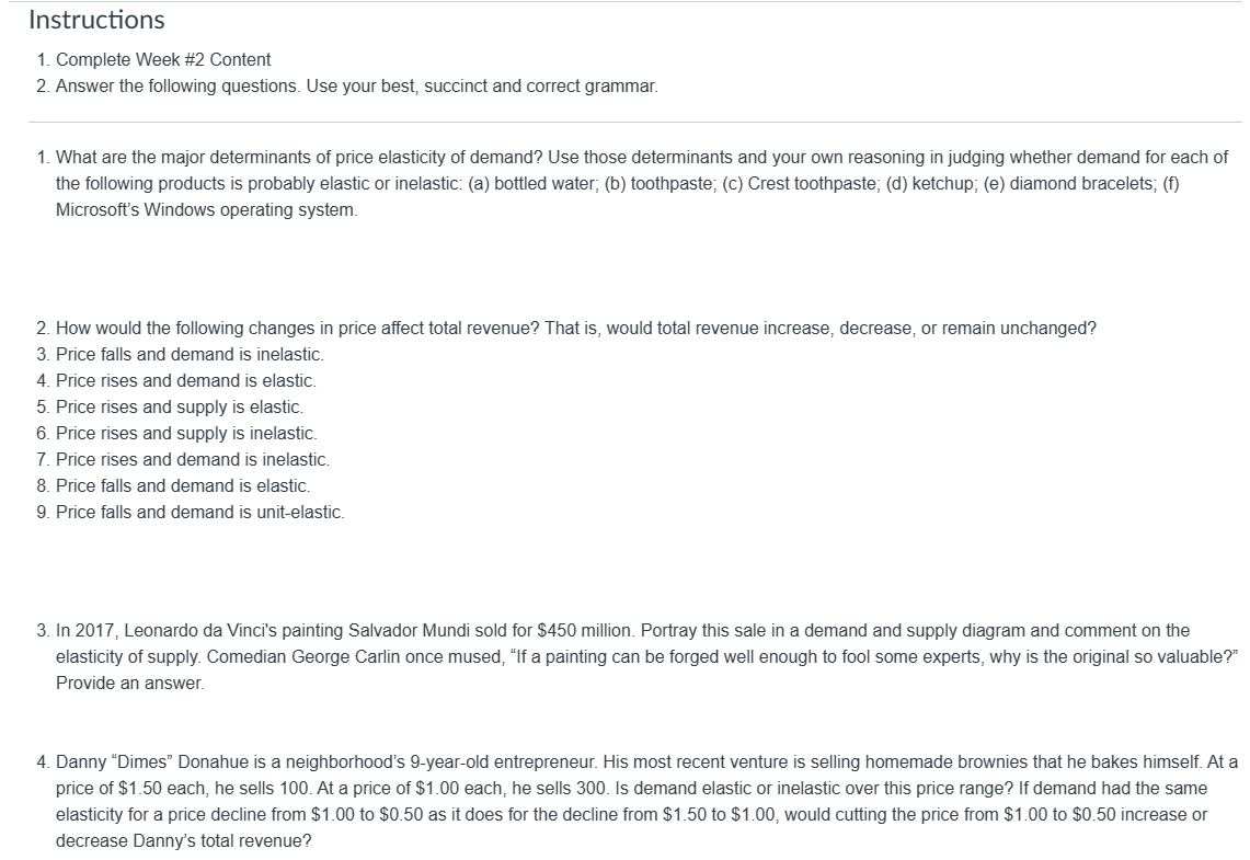 Solved Instructions 1. Complete Week \#2 Content 2. Answer | Chegg.com