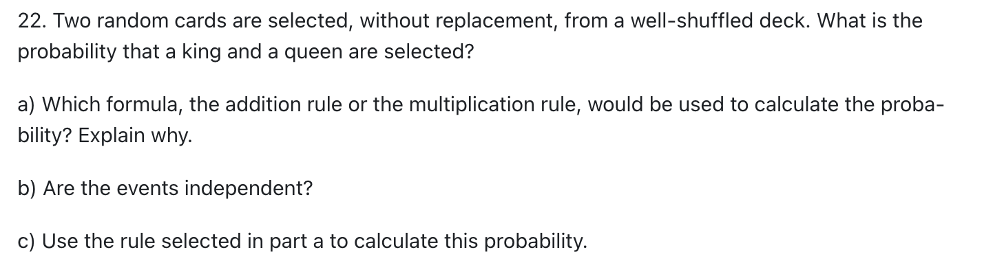Two random cards are selected, without replacement, | Chegg.com