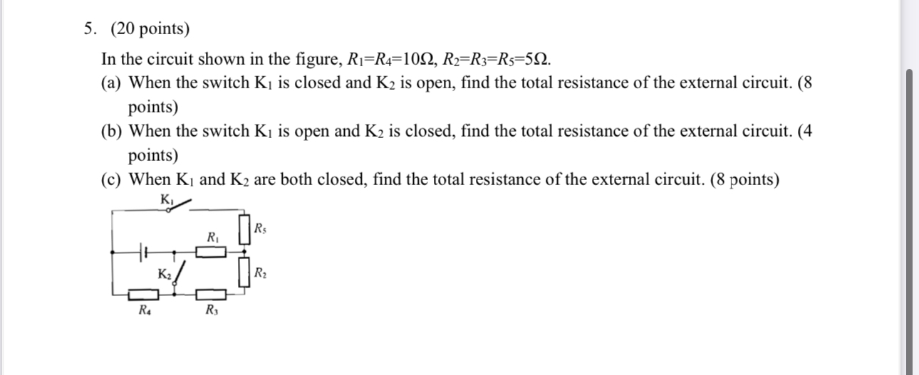 Solved (20 ﻿points)In ﻿the circuit shown in ﻿the figure, | Chegg.com