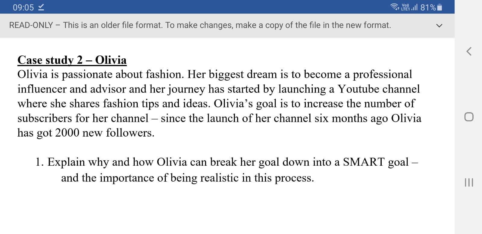 Solved 09:05 81%1 ال ه ه Vo)) READ-ONLY - This is an older | Chegg.com