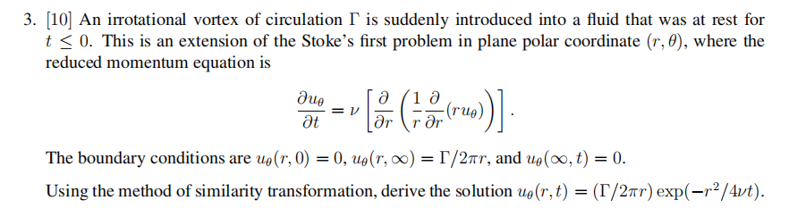 Solved 3. [10] An irrotational vortex of circulation I is | Chegg.com