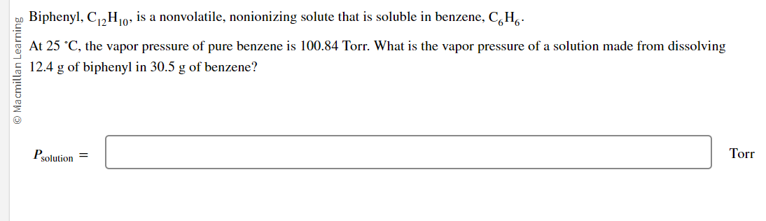 Solved Biphenyl, C12H10, is a nonvolatile, nonionizing | Chegg.com