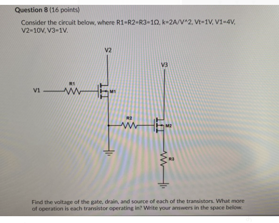 Solved Question 8 (16 points) Consider the circuit below, | Chegg.com