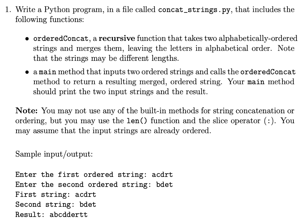 Solved 1. Write a Python program, in a file called | Chegg.com