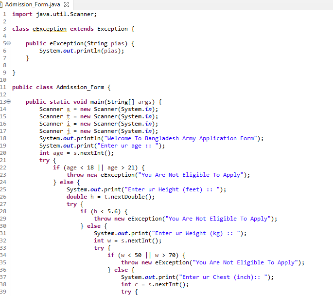 2 Nm+ ino000 Admission Form.java X 1 import | Chegg.com