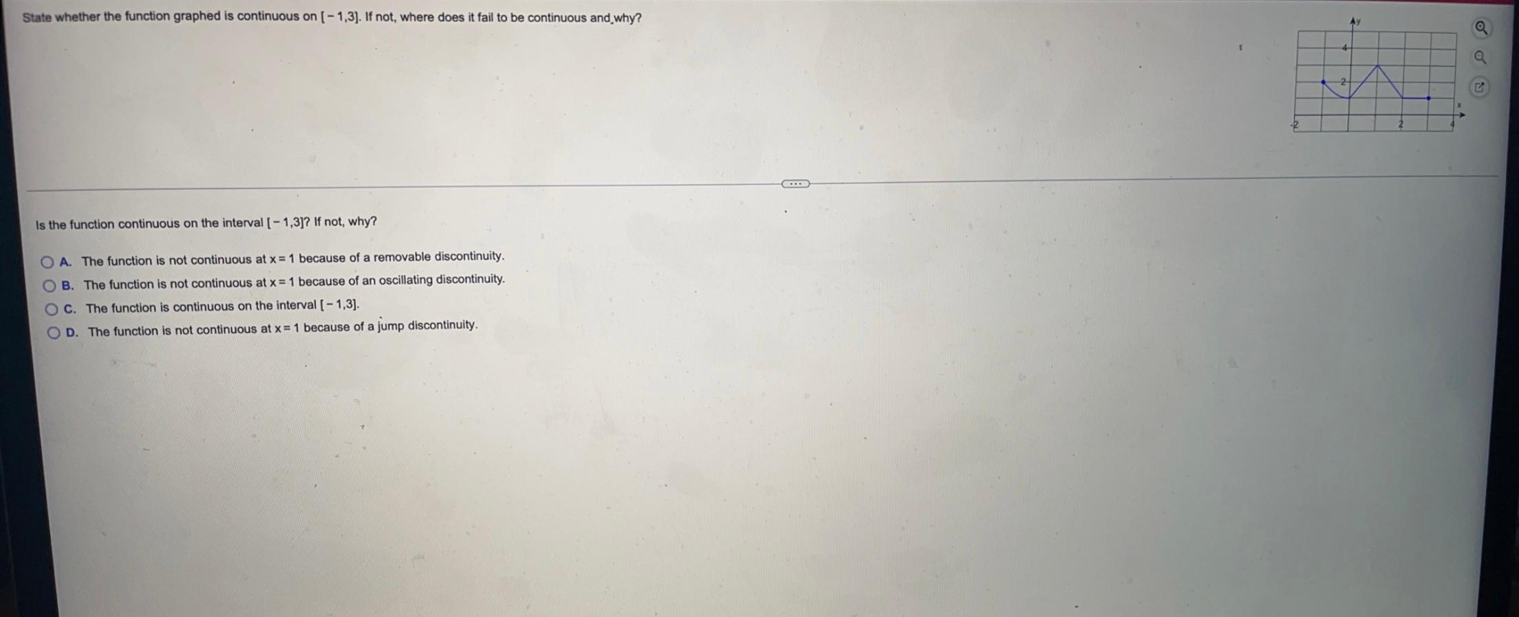 Solved State whether the function graphed is continuous on | Chegg.com