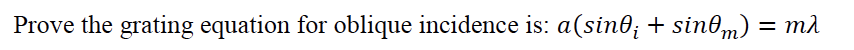 Solved Prove the grating equation for oblique incidence is: | Chegg.com