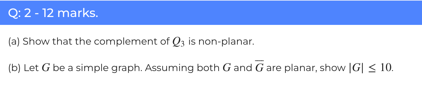 Solved (a) Show that the complement of Q3 is non-planar. (b) | Chegg.com