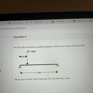 Solved For the following Bean Loading Dagram, what is the | Chegg.com