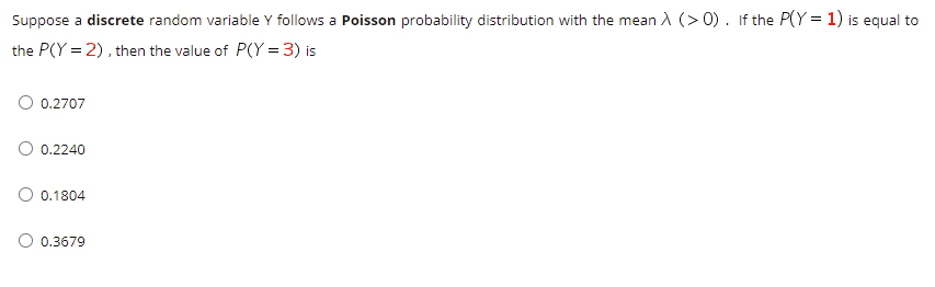 Solved Suppose a discrete random variable y follows a | Chegg.com