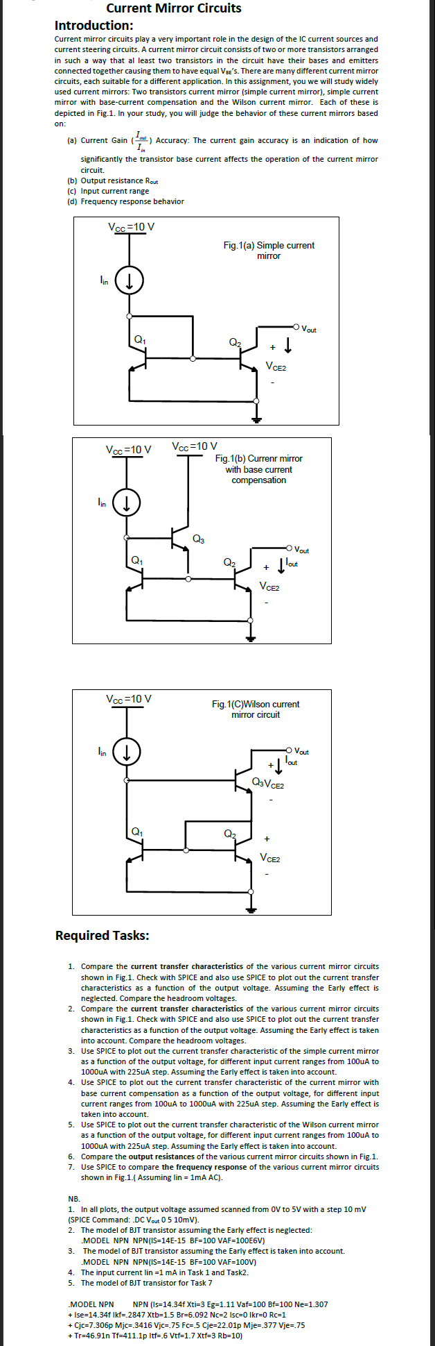 Solved Current Mirror Circuits Introduction: Current mirror | Chegg.com
