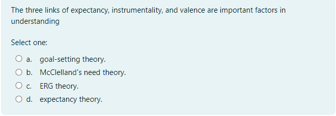 Solved The three links of expectancy, instrumentality, and | Chegg.com