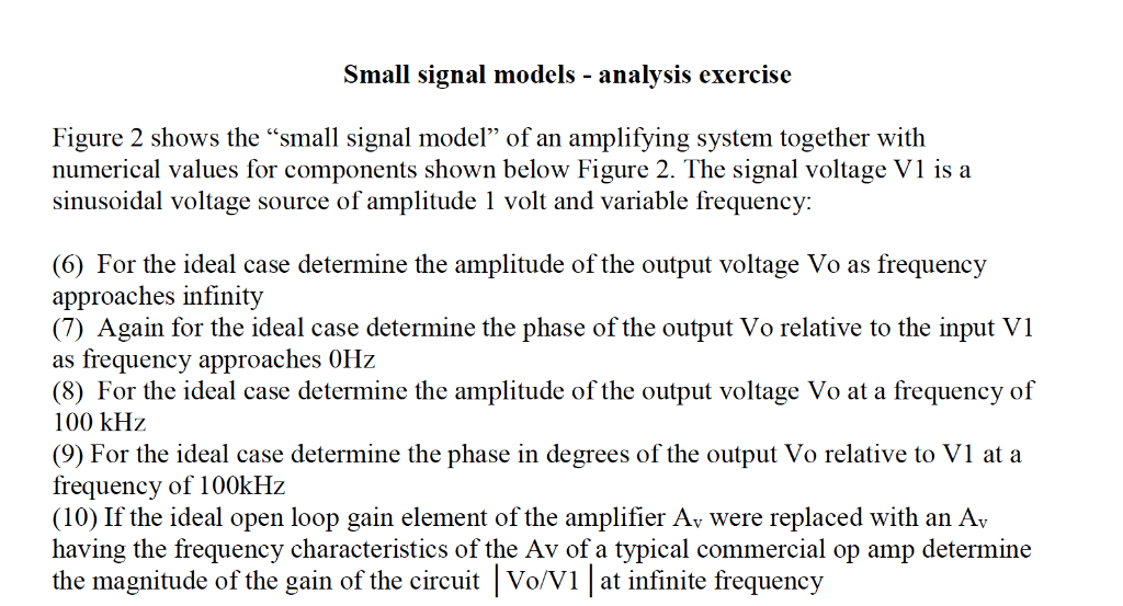 Solved Small signal models - analysis exercise Figure 2 | Chegg.com