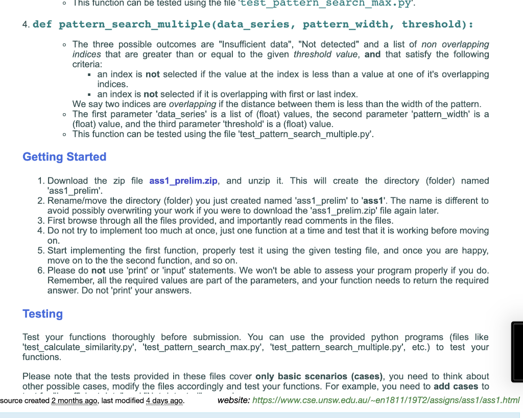The pattern detection problem In this assignment, | Chegg.com