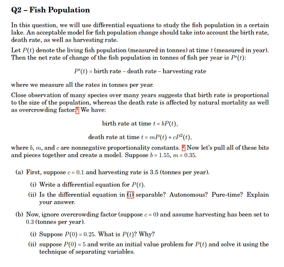 Solved Q2 Fish Population In this question, we will use | Chegg.com