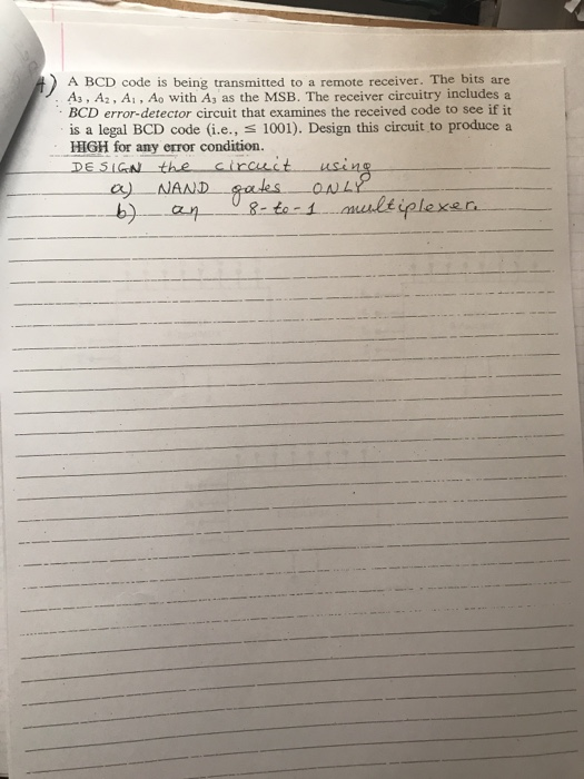 Solved A BCD code is being transmitted to a remote receiver. | Chegg.com