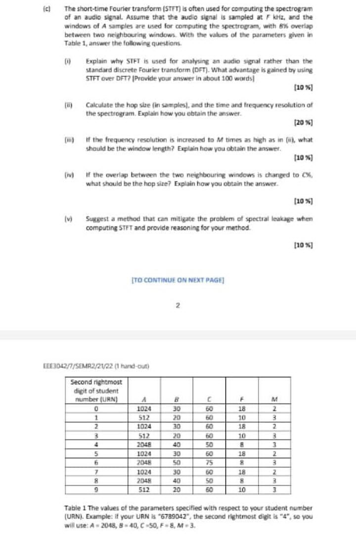 The short-time Fourier transform (STFT) is often used | Chegg.com