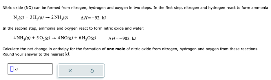 Solved N2(g)+3H2(g)→2NH3(g)ΔH=−92.kJ In the second step, | Chegg.com