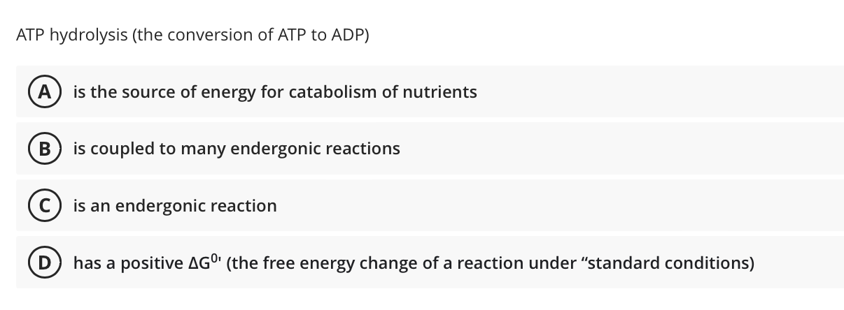 Solved ATP hydrolysis (the conversion of ATP to ADP) is the | Chegg.com