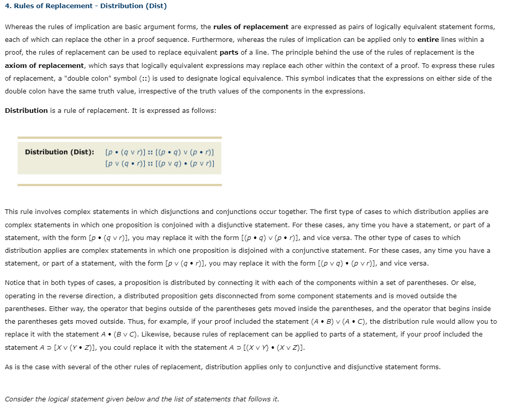 Solved 4. Rules of Replacement - Distribution (Dist) Whereas | Chegg.com Solved 4. Rules of Replacement - Distribution (Dist) Whereas | Chegg.com
