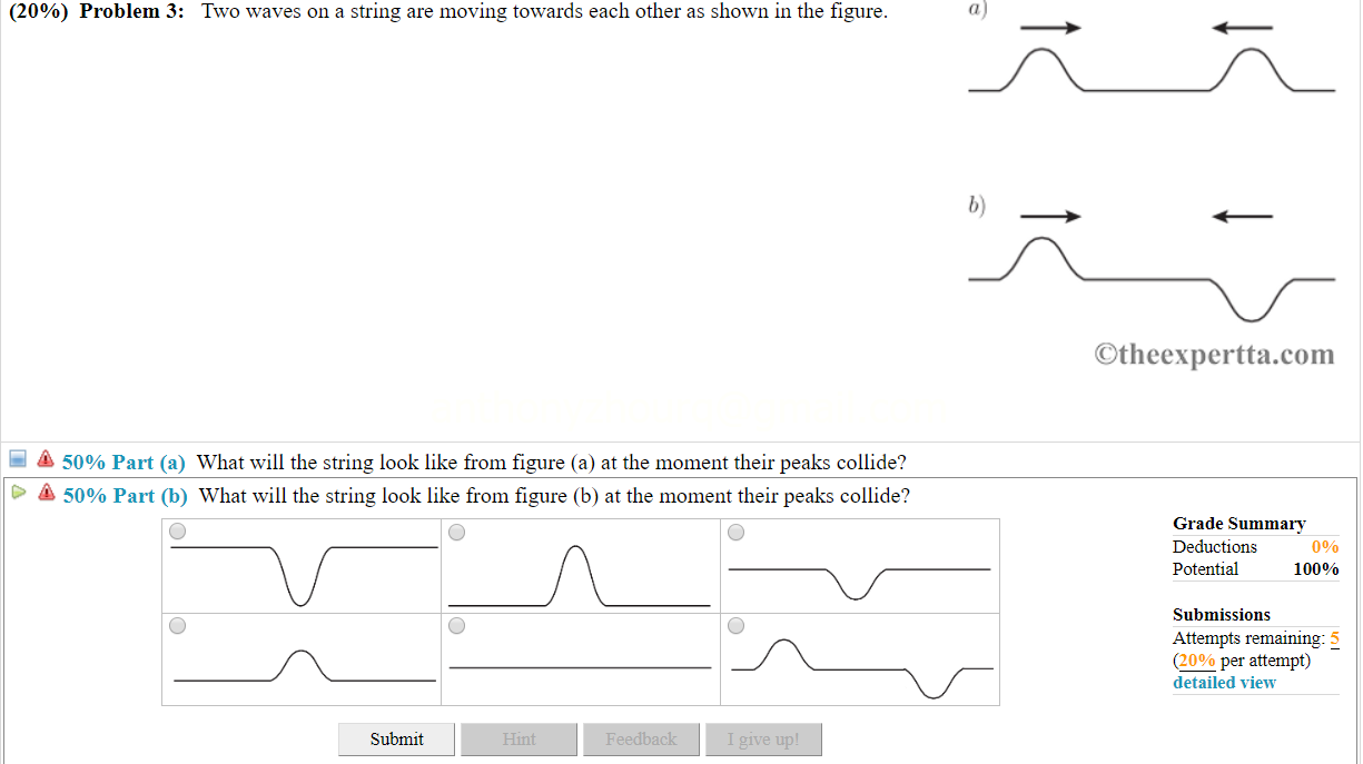 Solved: (20%) Problem 3: Two Waves On A String Are Moving ... | Chegg.com
