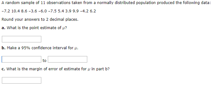 Solved A Random Sample Of 11 Observations Taken From A