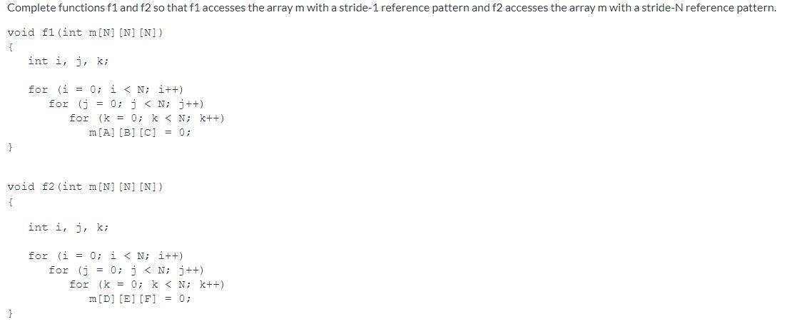 Complete functions f1 and f2 so that f1 accesses the | Chegg.com