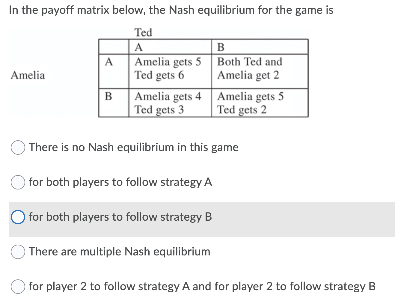 Solved In the payoff matrix below, the Nash equilibrium for | Chegg.com