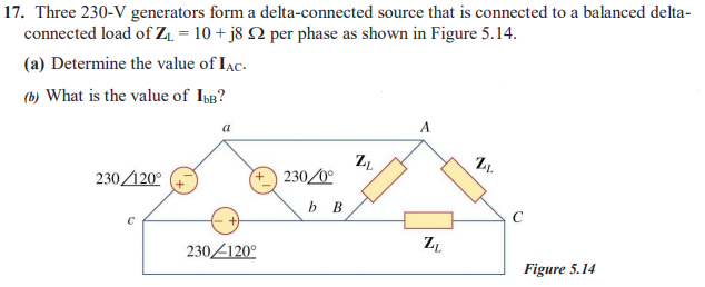 Solved 17. Three 230−V generators form a delta-connected | Chegg.com