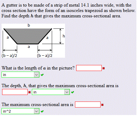 Solved A gutter is to be made of a strip of metal 14.1 | Chegg.com