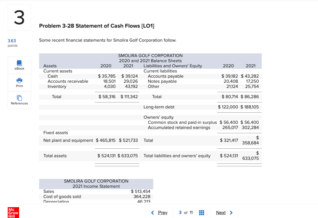 Solved 3 Problem 3-28 Statement of Cash Flows (LO1) Some | Chegg.com