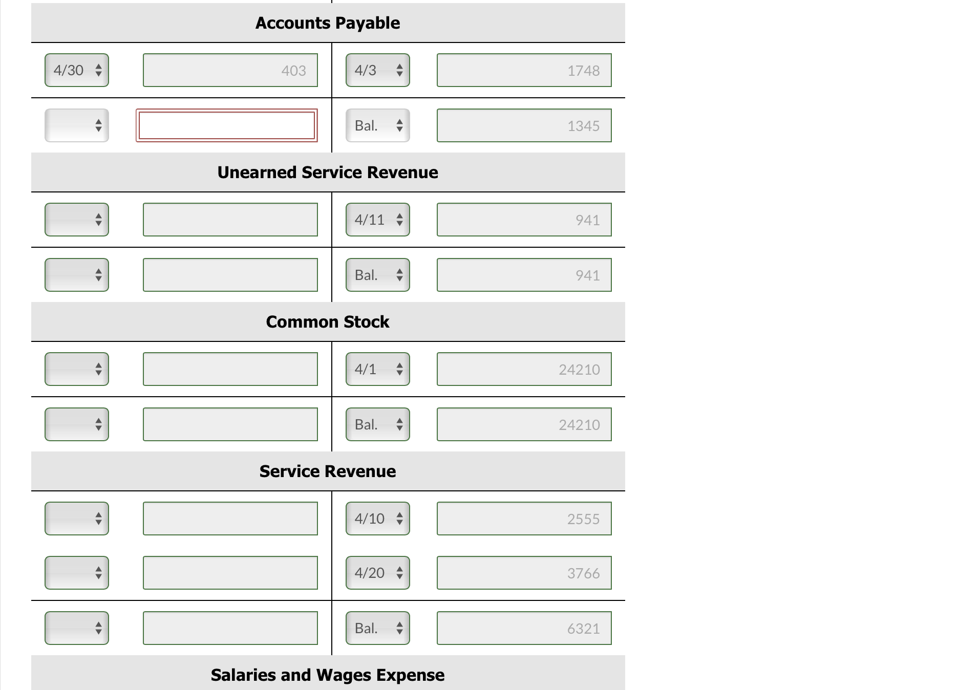 Solved Post to the ledger T-accounts and determine month-end | Chegg.com
